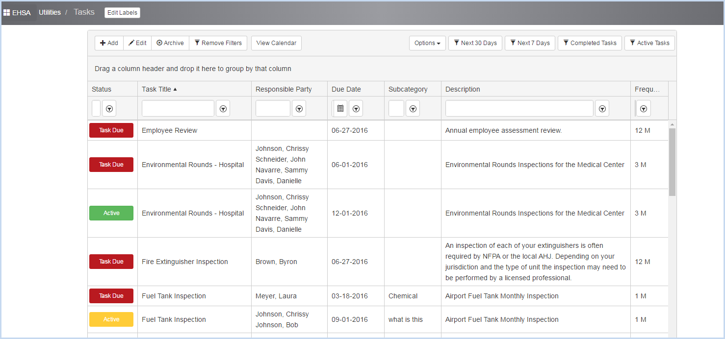 View & Edit Upcoming Tasks